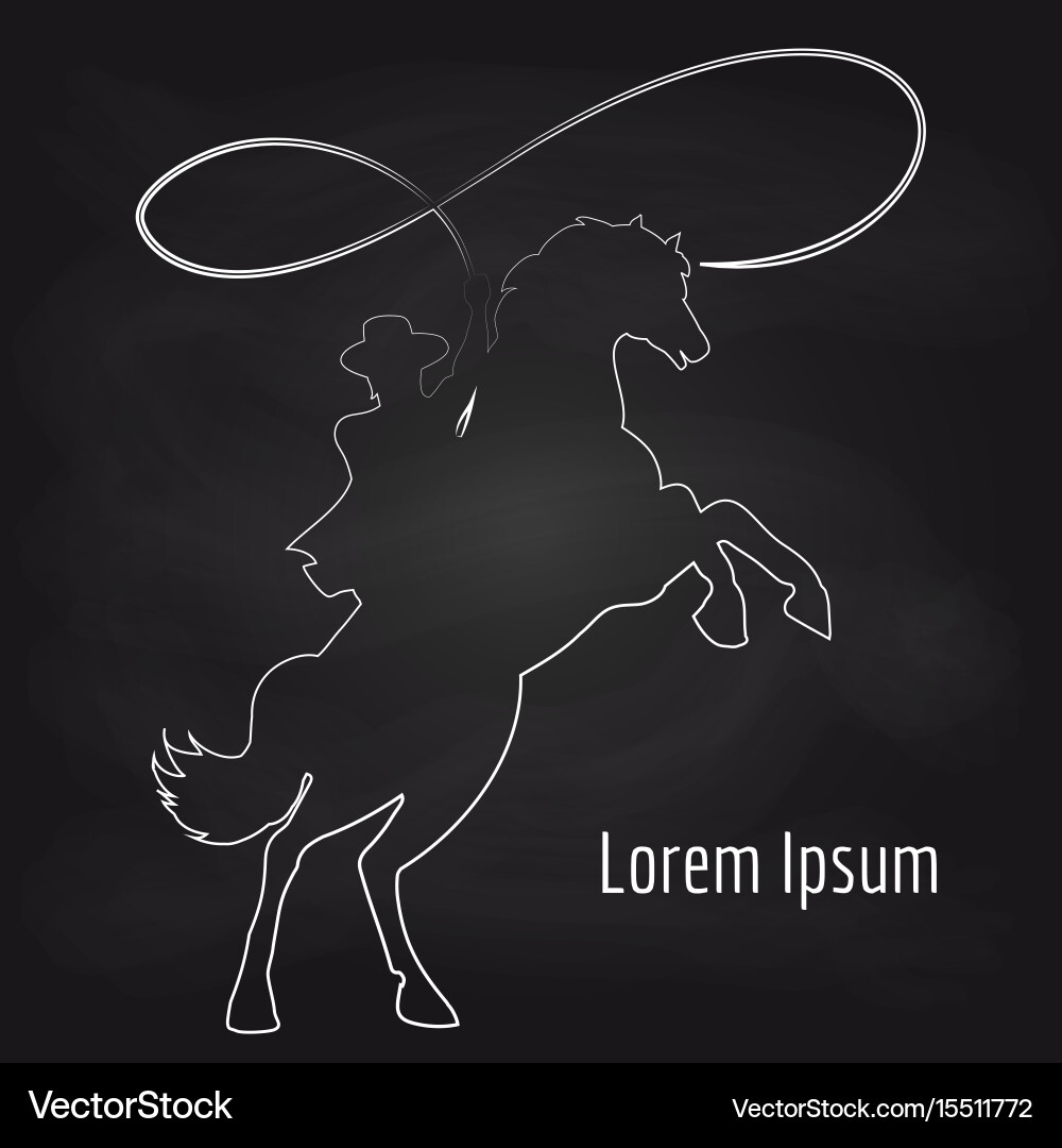 White cowboy silhouette on chalkboard poster Vector Image