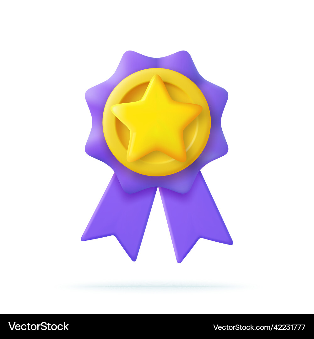 3d winner medal with ribbon Royalty Free Vector Image