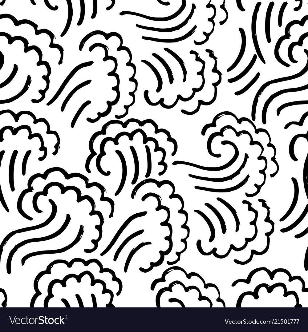 Abstract Seamless Wave Pattern Waving Curling Vector Image