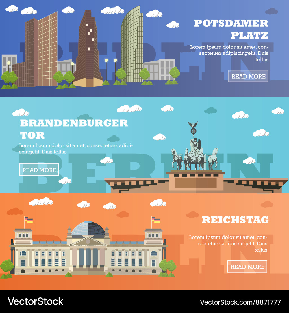 Berlin tourist landmark banners Royalty Free Vector Image