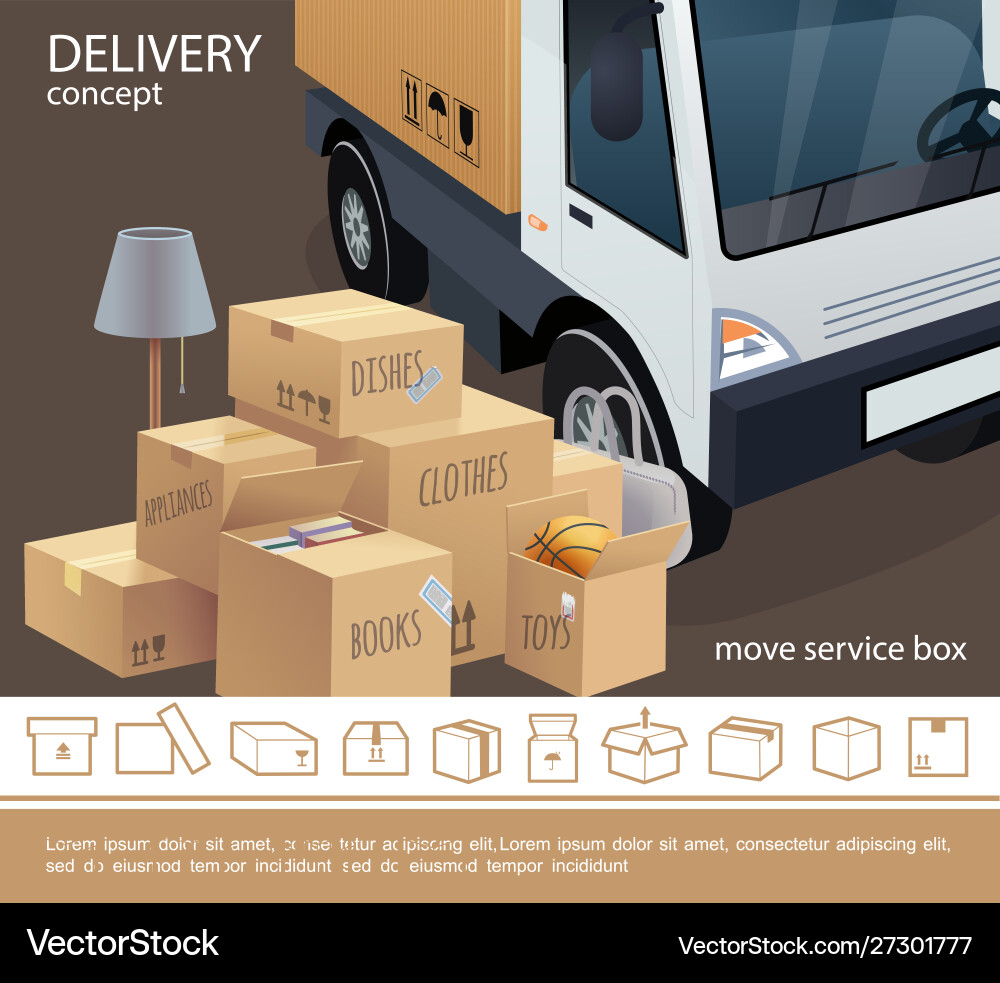 Colorful delivery service concept Royalty Free Vector Image