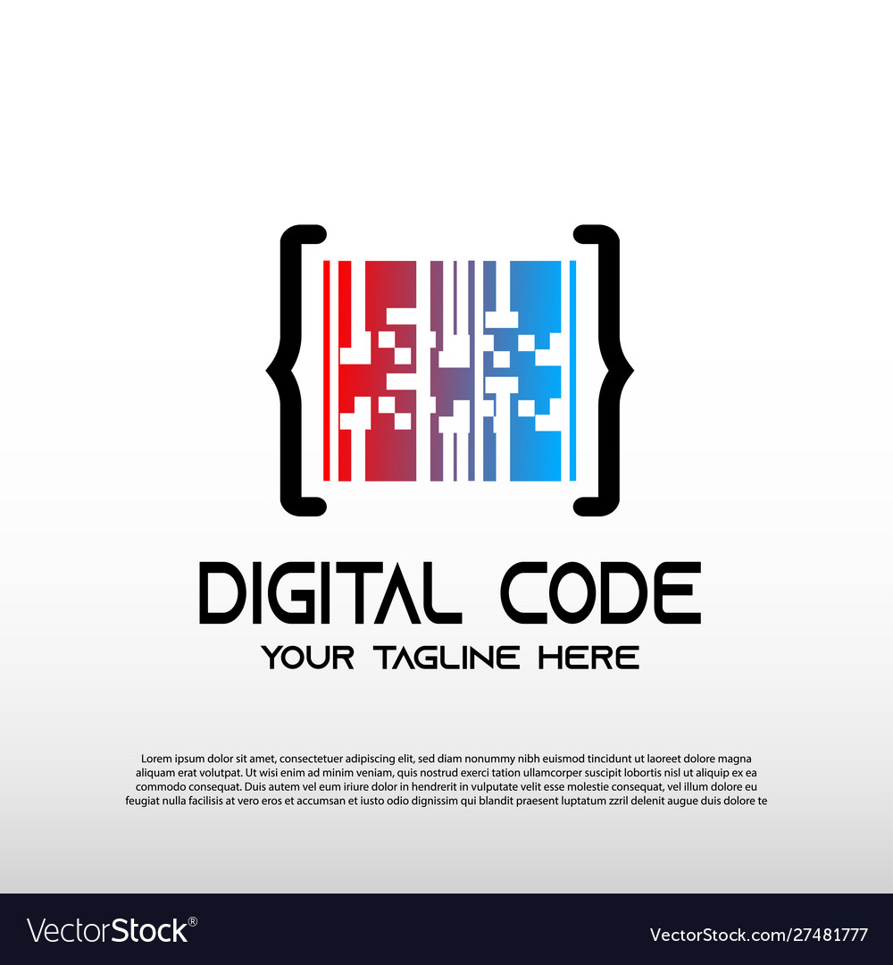 Digital code logo with pixel concept barcode Vector Image