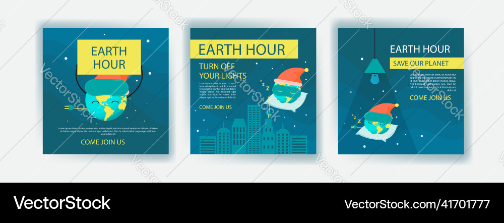 Earth hour banner climate change awareness Vector Image