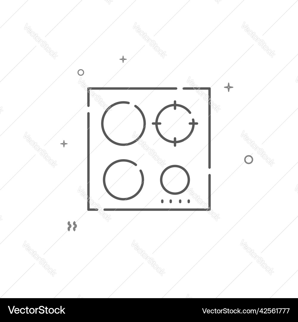 Electric hob simple line icon symbol Royalty Free Vector
