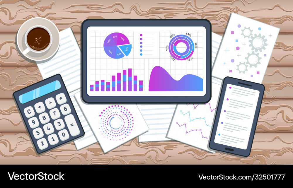 Financial audit online accounting calculation Vector Image