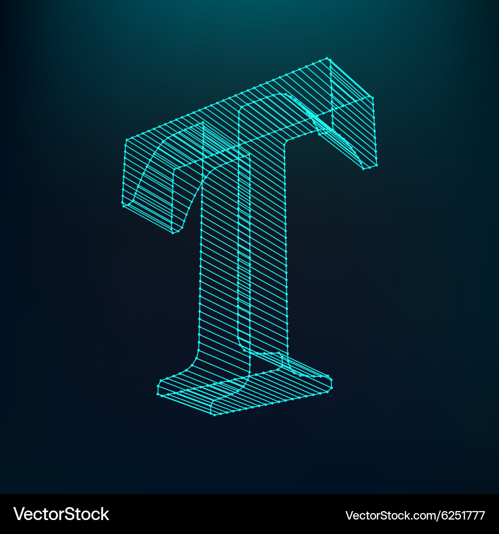 Fonts of mesh polygonal wire frame contour Vector Image