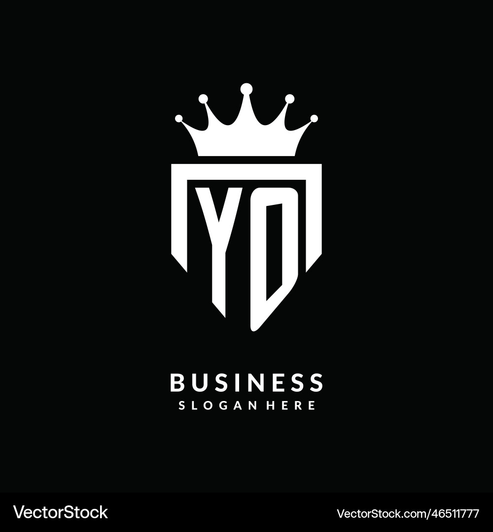 Letter yo logo monogram emblem style with crown Vector Image