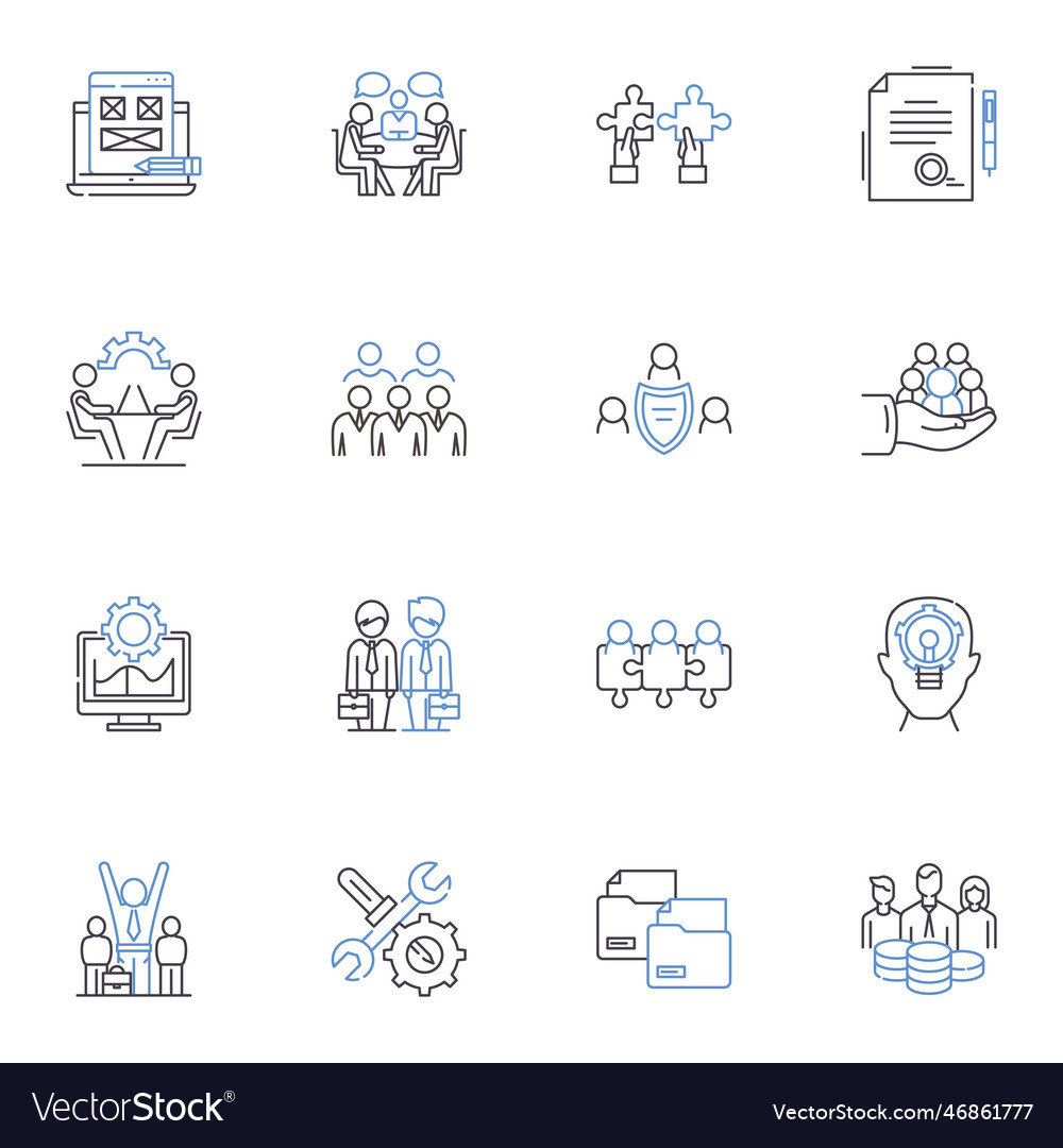Market research line icons collection Royalty Free Vector