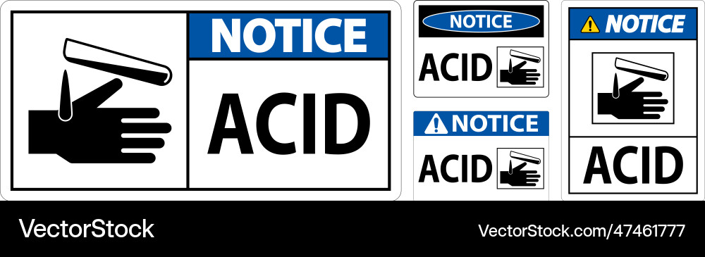 Notice acid sign on white background Royalty Free Vector