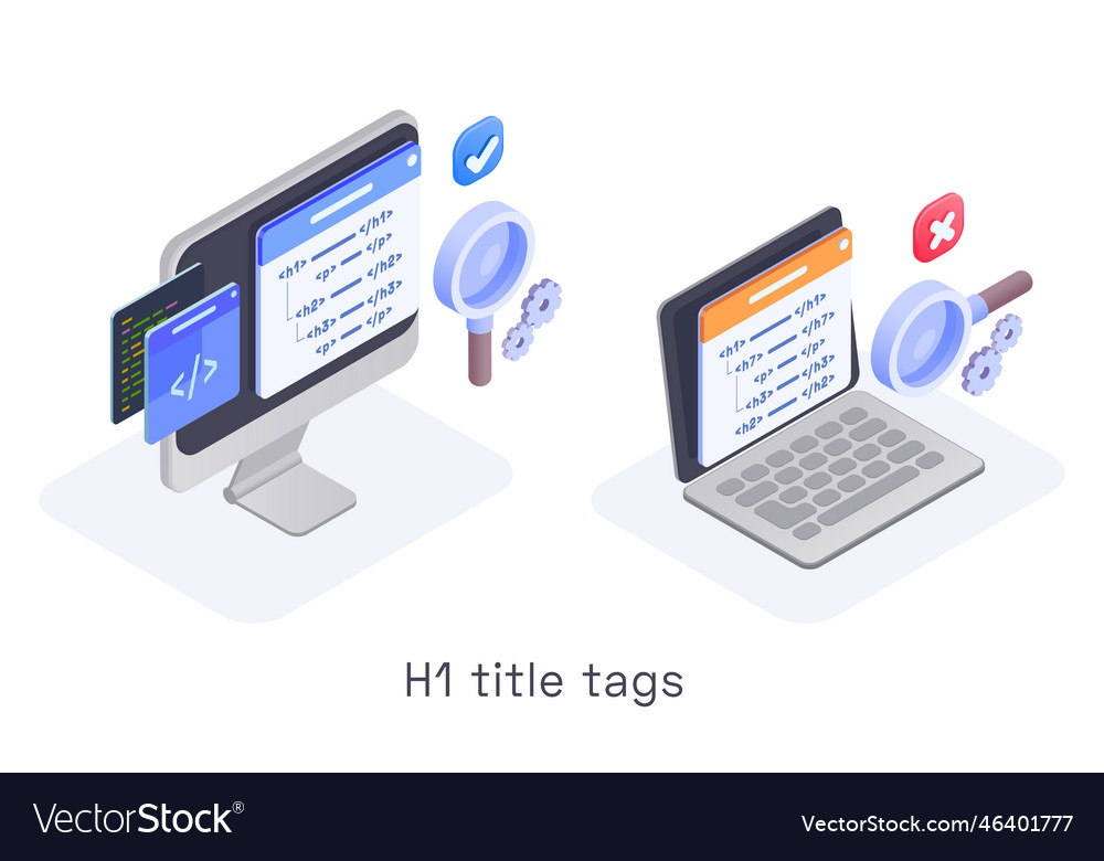 Seo coding isometric composition Royalty Free Vector Image