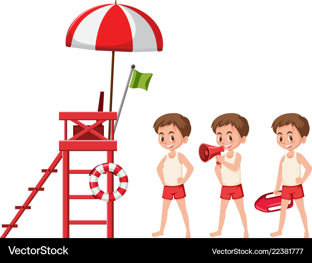 Set of lifeguard on white background Royalty Free Vector