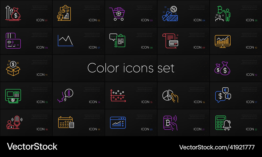 Set of statistics post package and card line Vector Image