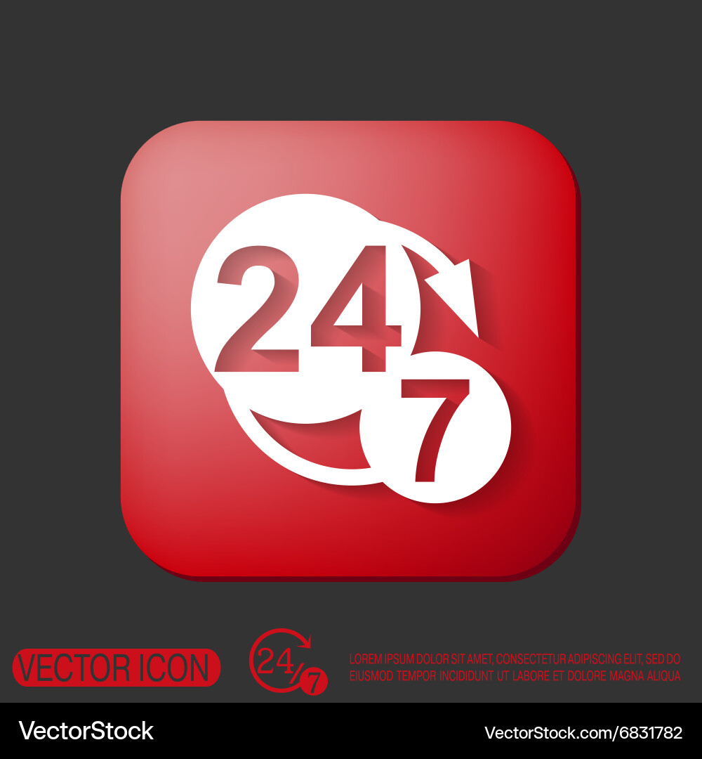 24 7 character 247 open hours a day and 7 Vector Image
