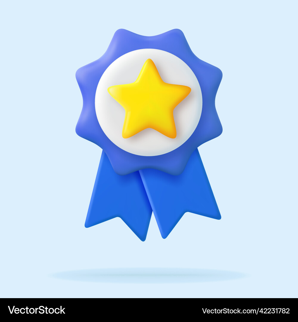 3d winner medal with ribbon Royalty Free Vector Image