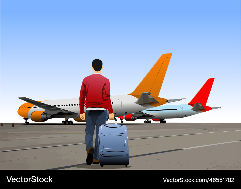 Airport scene 3d for designers Royalty Free Vector Image