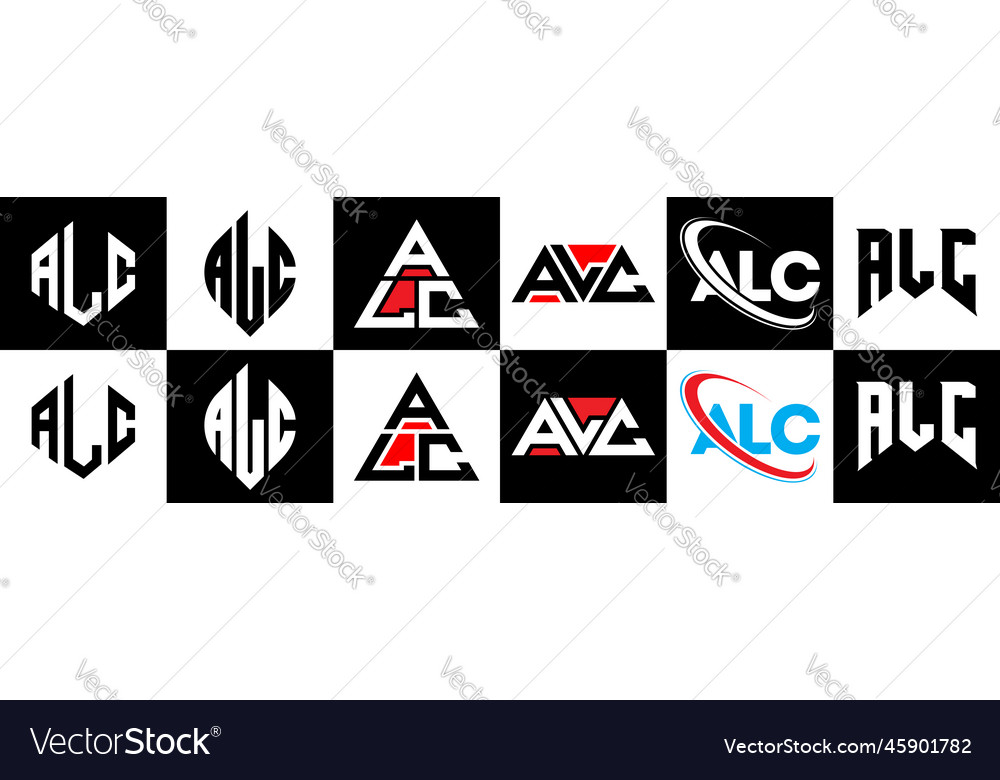 Alc letter logo design in six style polygon Vector Image