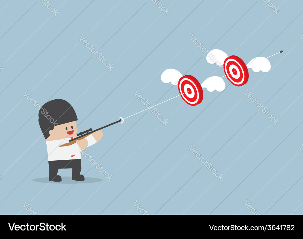 Businessman shoot two targets with one bullet Vector Image