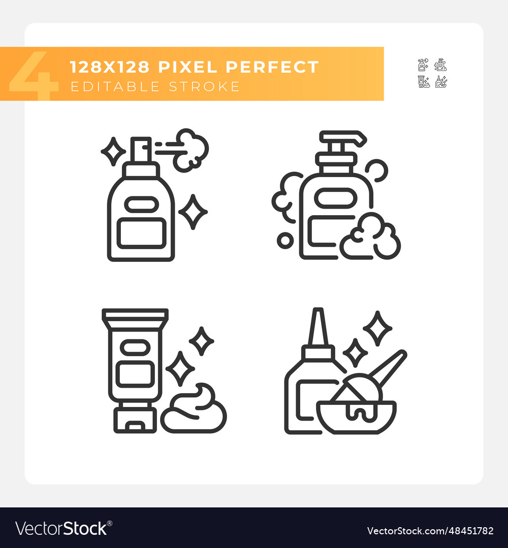 Editable pixel perfect haircare black icons pack Vector Image Editable pixel perfect haircare black icons pack Vector Image