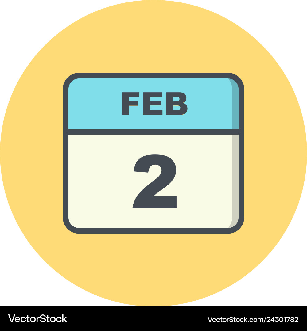 February 2nd date on a single day calendar Vector Image