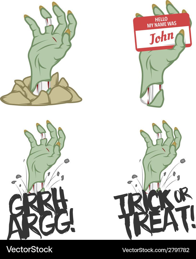 Funny halloween zombie hand design elements Vector Image