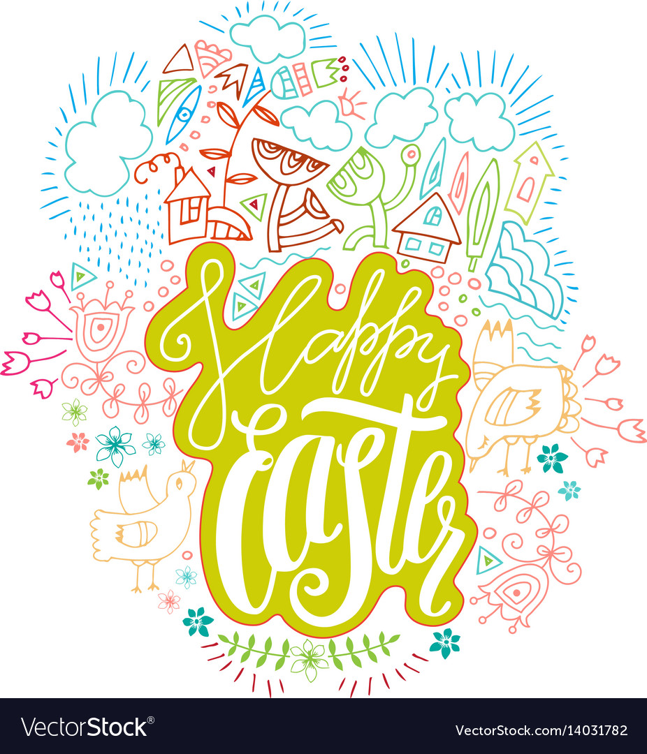 Happy easter colored fun background Royalty Free Vector