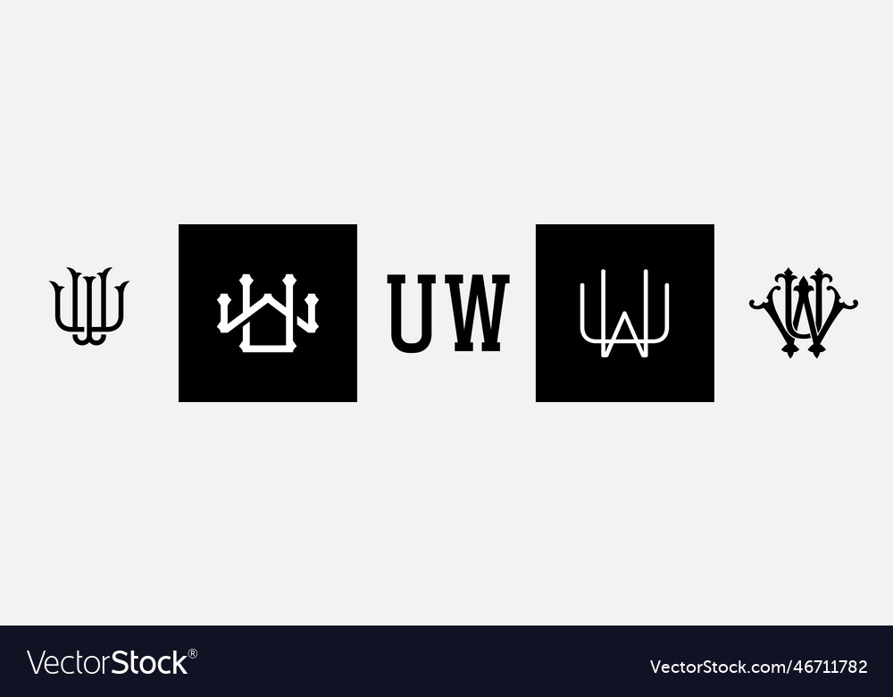 Initial letters uw monogram logo design bundle Vector Image