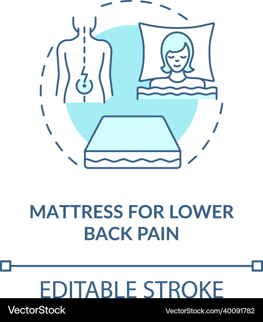 Mattress for lower back pain blue concept icon Vector Image