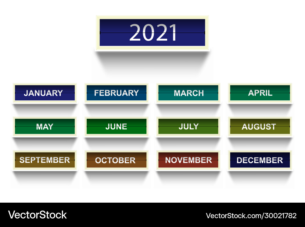 Months year wood frame with screensaver Royalty Free Vector