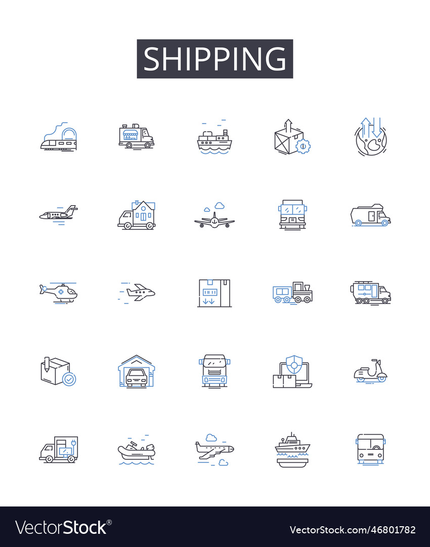 Shipping line icons collection delivery freight Vector Image