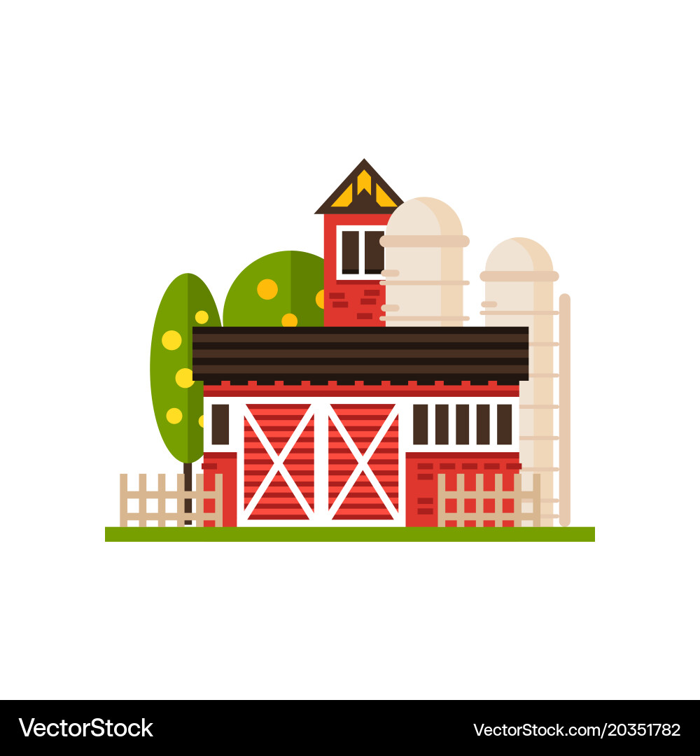Traditional american barn and silo Royalty Free Vector Image
