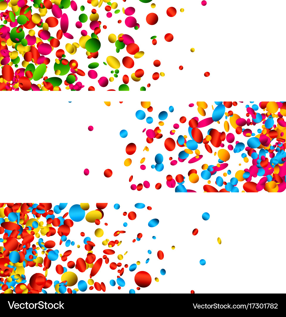 White banners with colorful confetti Royalty Free Vector