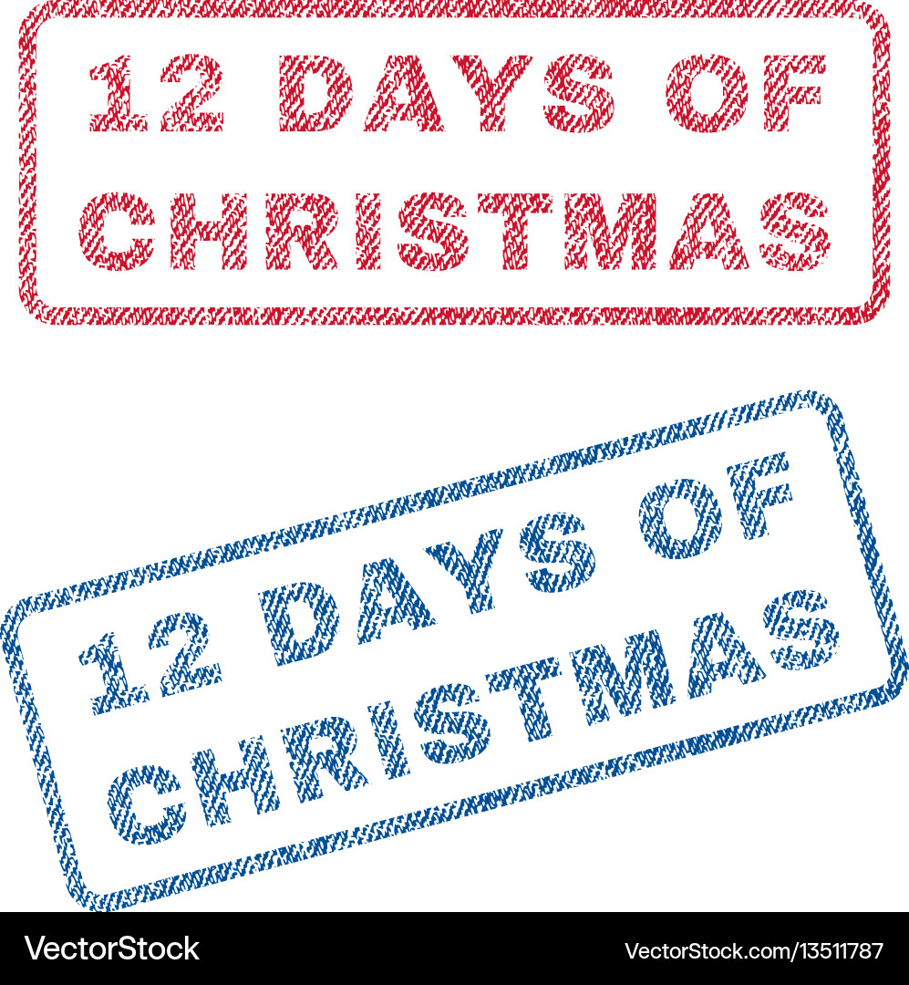 12 days christmas textile stamps Royalty Free Vector Image