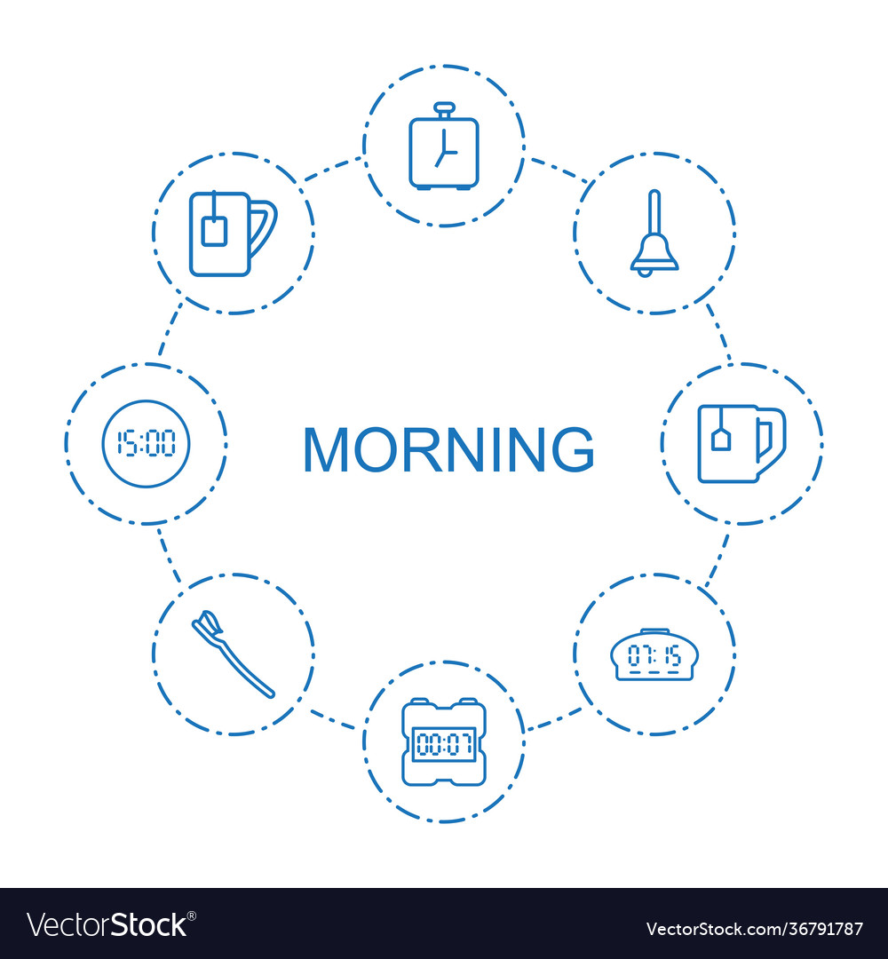 8 morning icons Royalty Free Vector Image - VectorStock