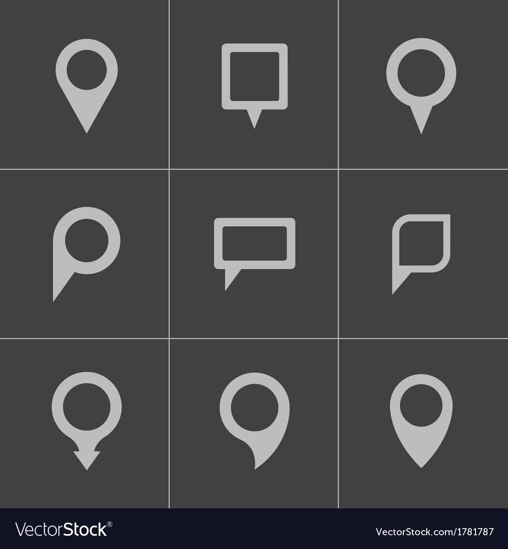 Black map pointer icons set Royalty Free Vector Image