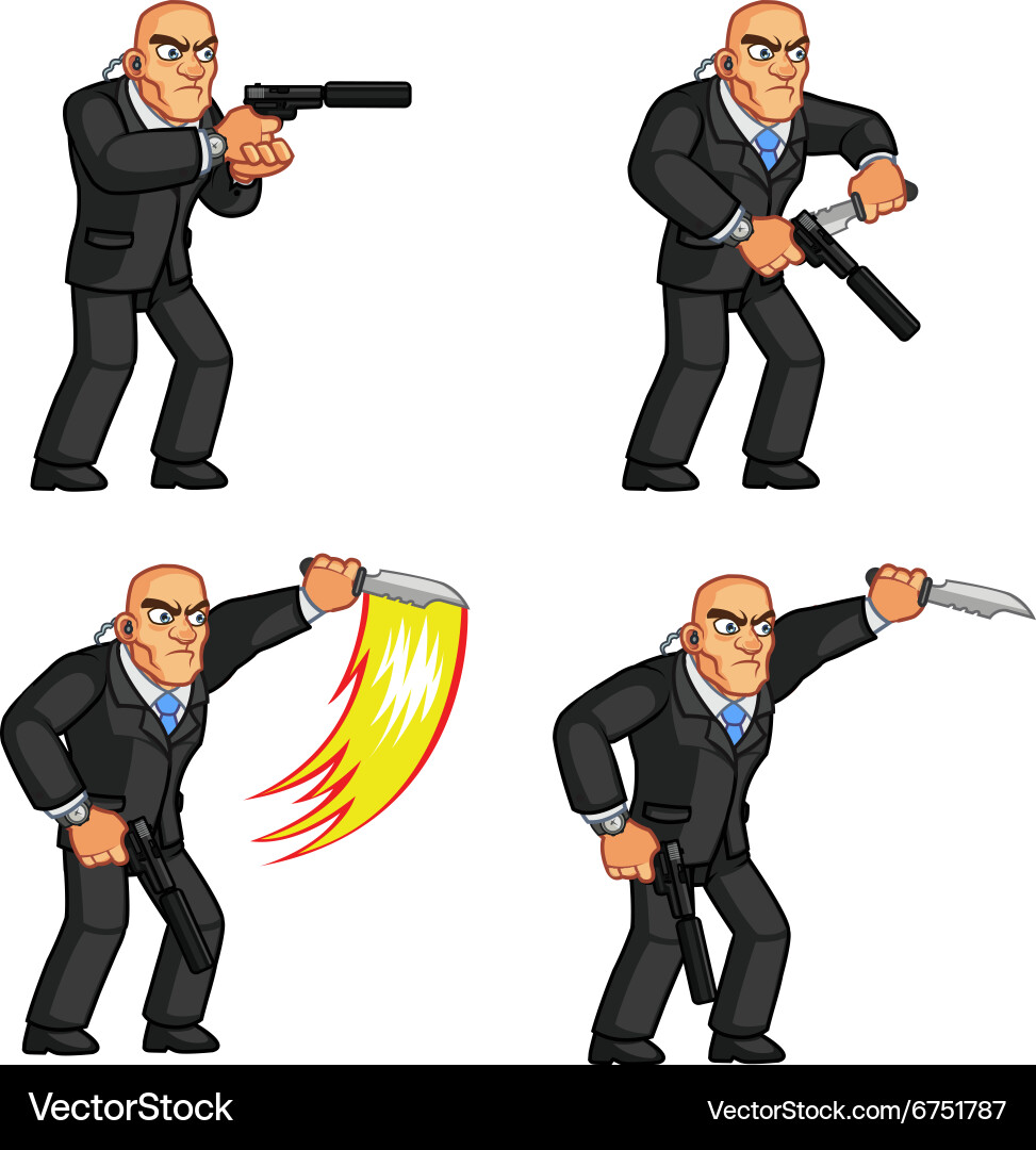 Body guard stabbing knife animation sprite Vector Image