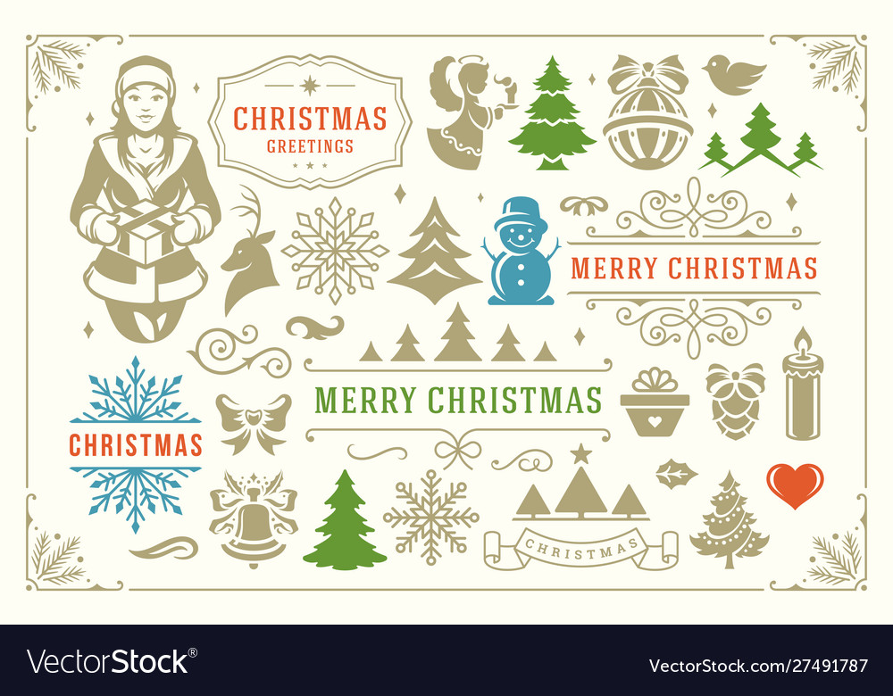 Christmas decoration symbols ornate Royalty Free Vector