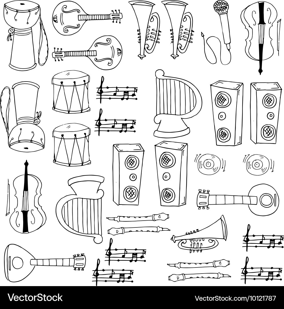 Doodle of music set hand draw Royalty Free Vector Image