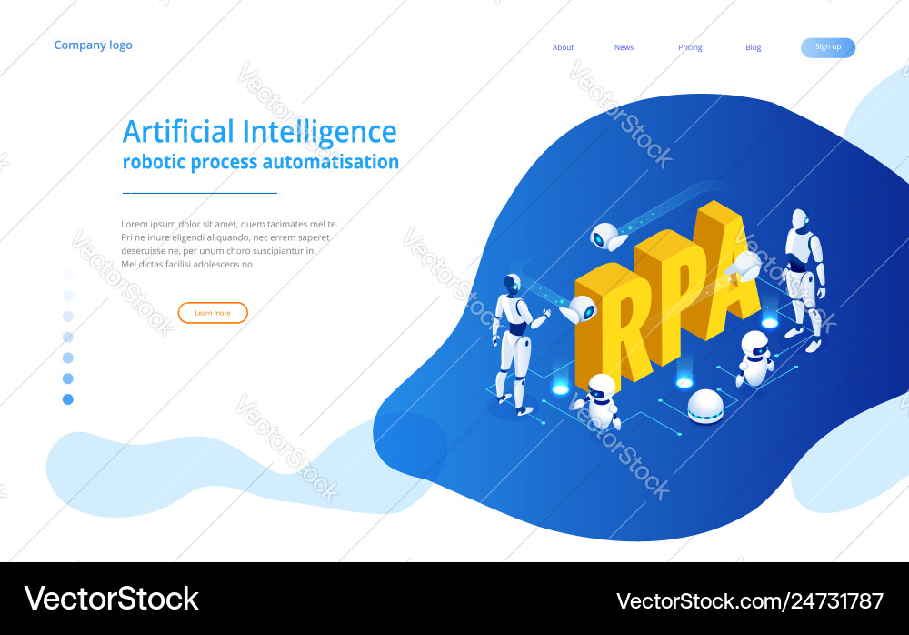 Isometric concept of rpa artificial intelligence Vector Image