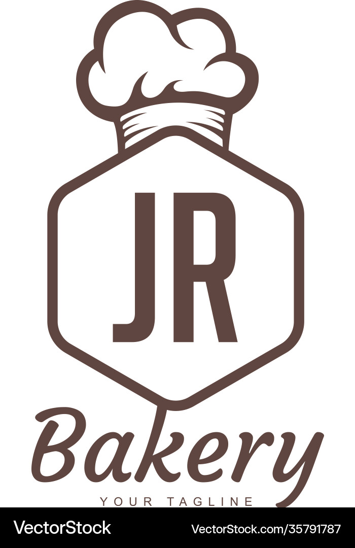 Jr letter logo design with chef icon bakery Vector Image