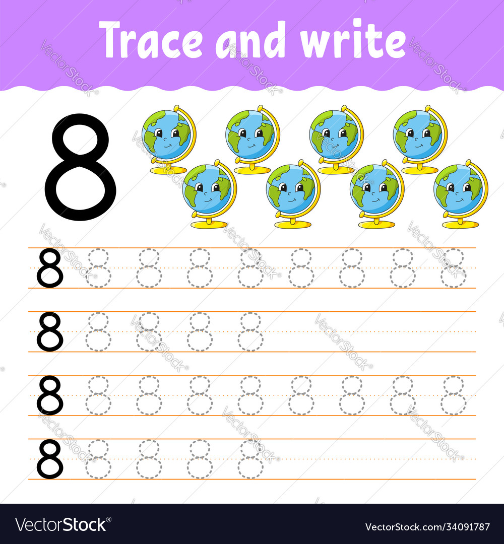 Learn numbers trace and write back to school Vector Image