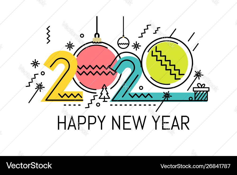 New year emblem 2020 number design Royalty Free Vector Image