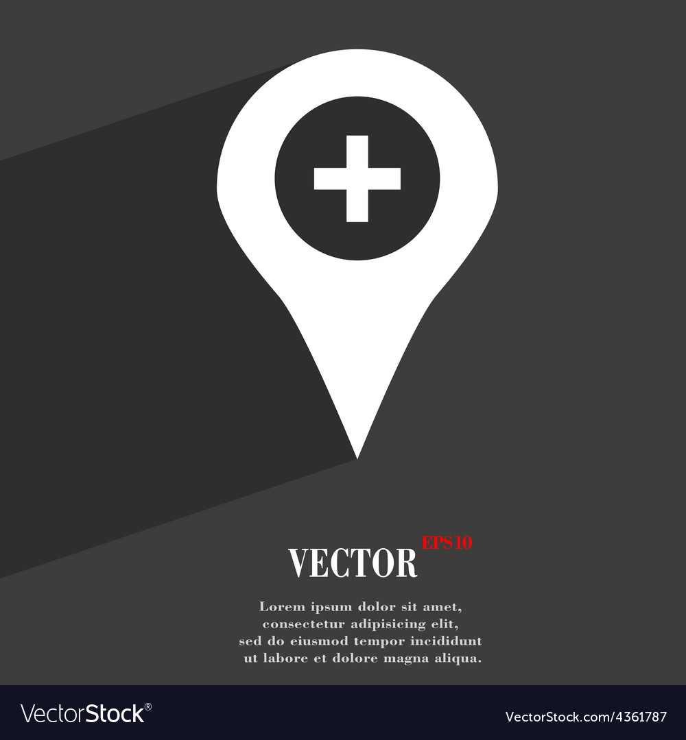 Plus map pointer gps location icon symbol flat Vector Image