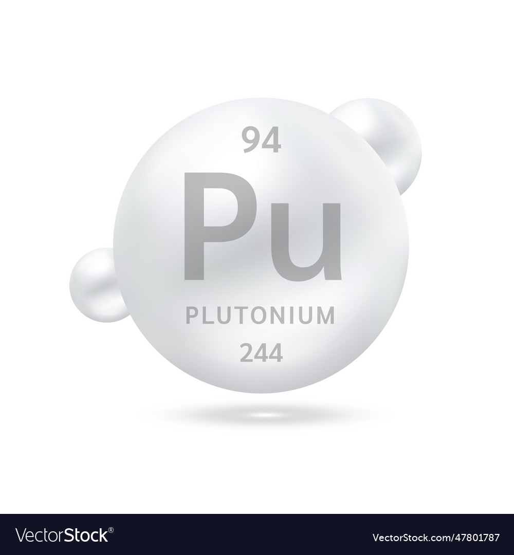 Plutonium molecule models silver and chemical Vector Image