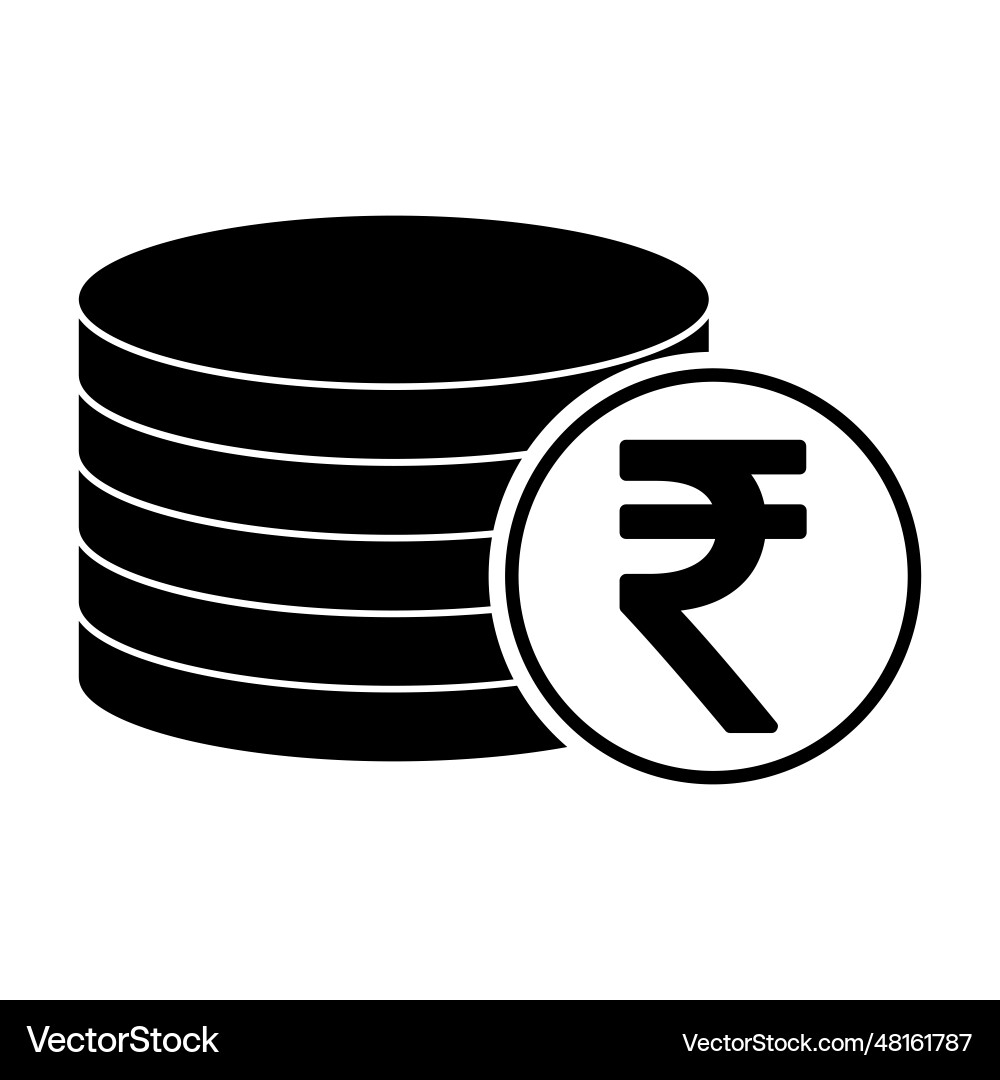 Rupee stack coin flat icon money design cash sign Vector Image