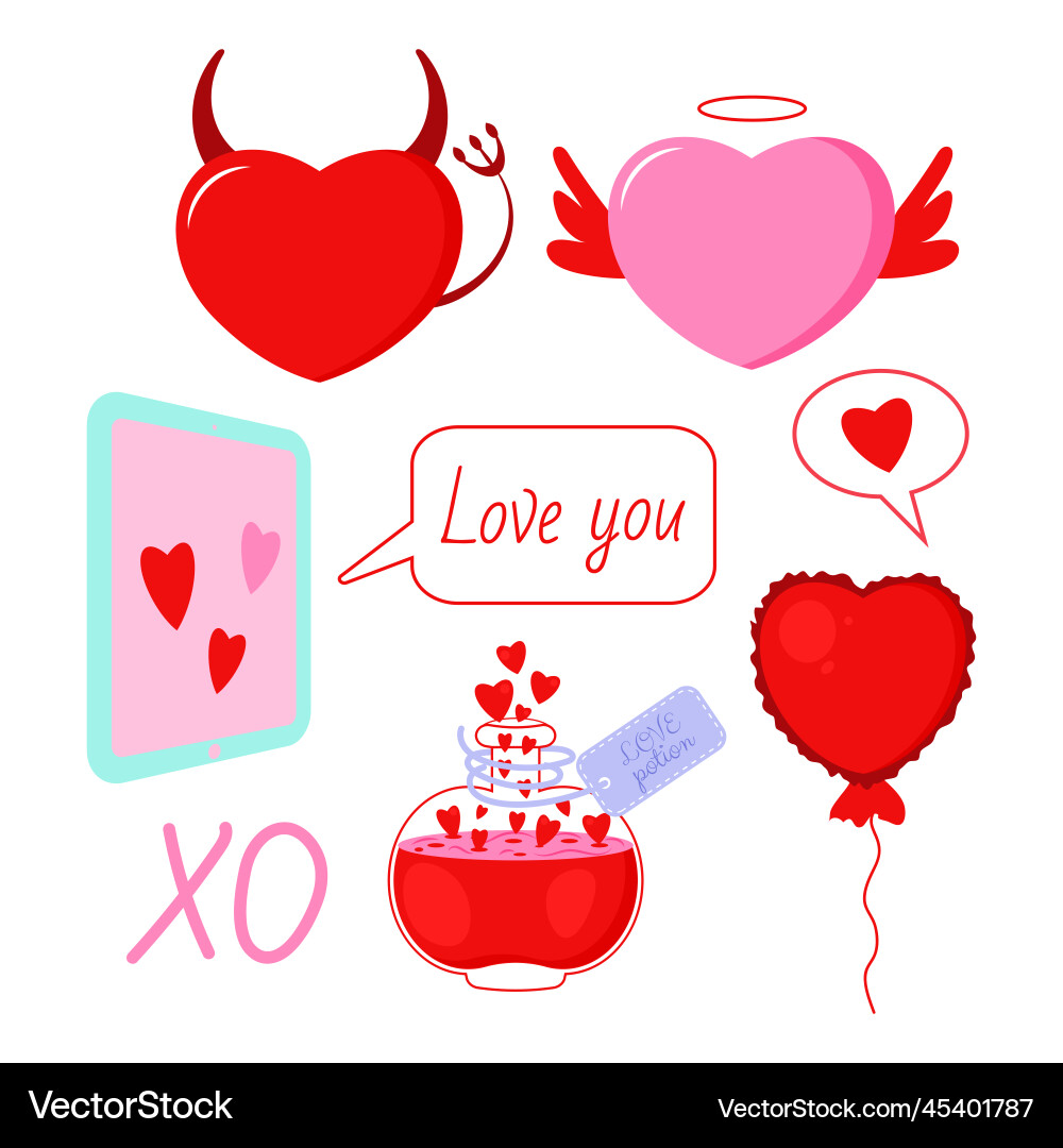 Saint valentine s day set love potion Royalty Free Vector