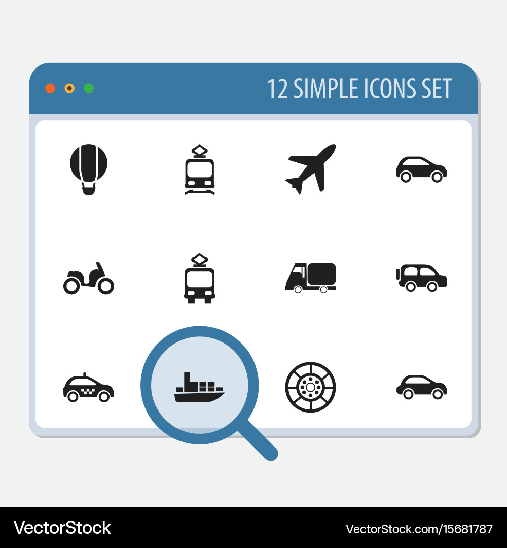Set of 12 editable transportation icons includes Vector Image