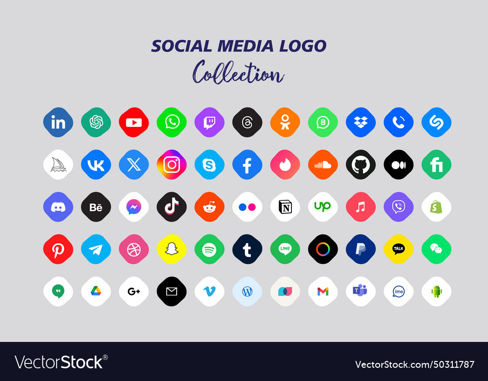 Social media icon collection Royalty Free Vector Image Social media icon collection Royalty Free Vector Image