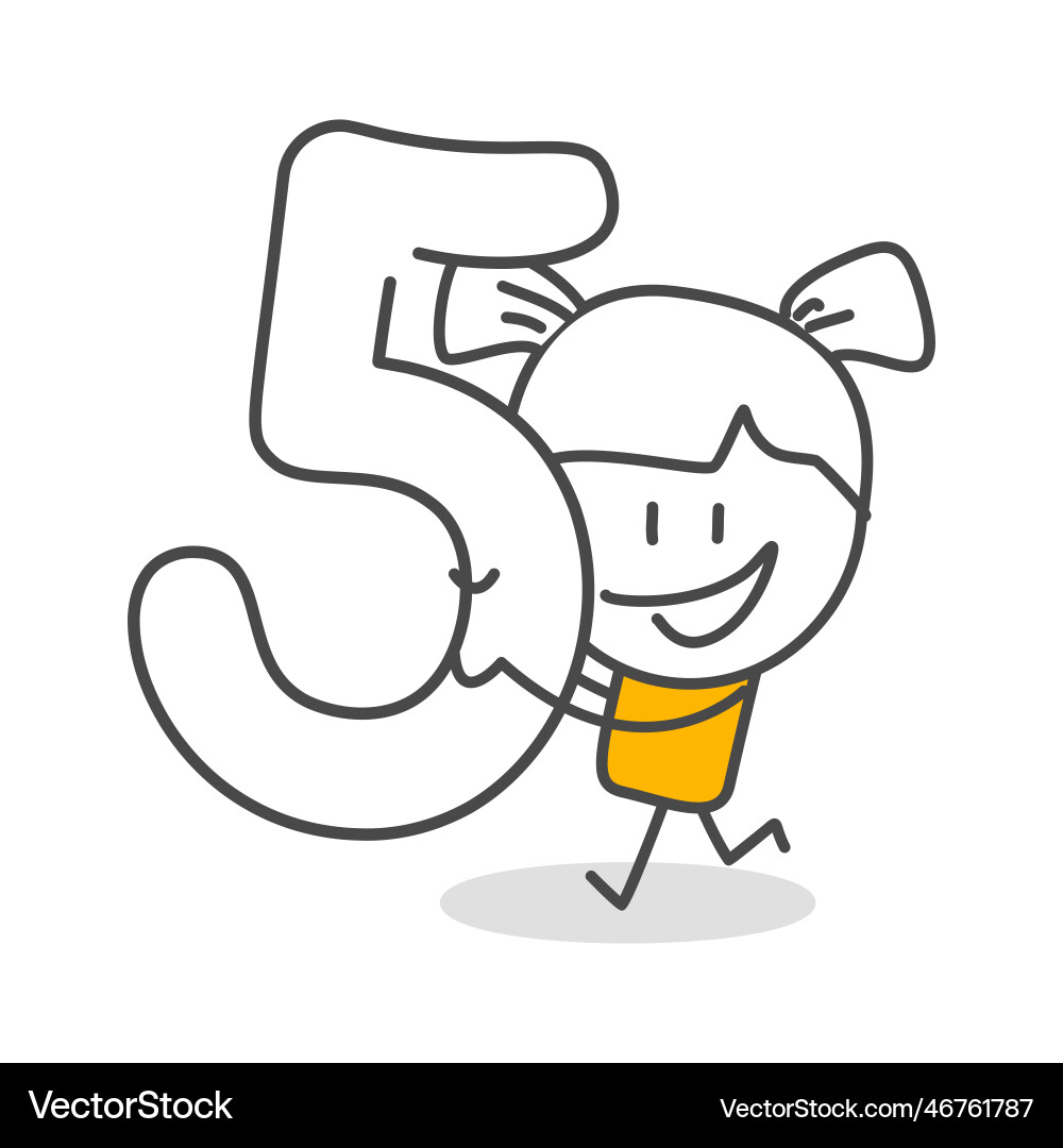 Stick figures numbers hand drawn doodle line art Vector Image