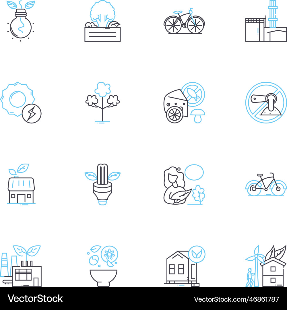 Wind energy linear icons set turbine renewable Vector Image