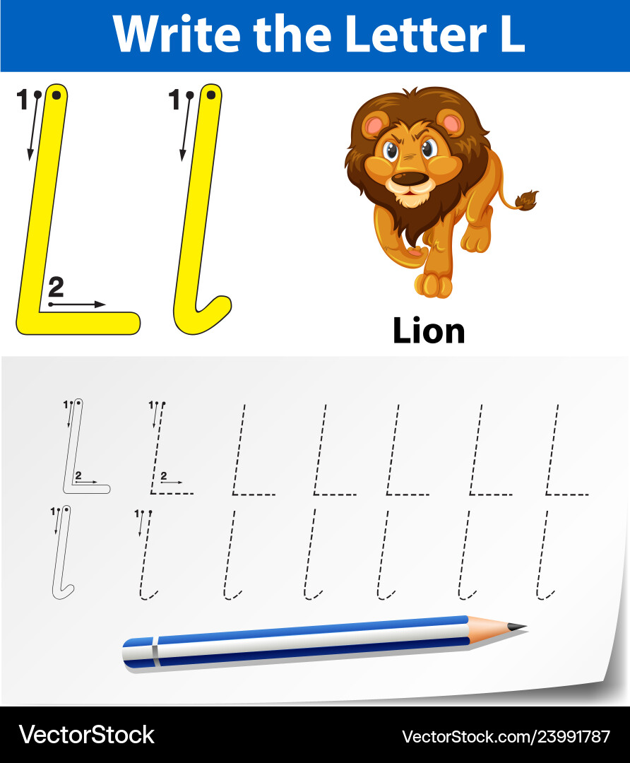 Write the letter l english card Royalty Free Vector Image